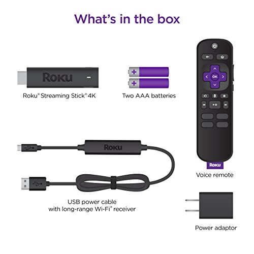 Roku Streaming Stick 4K 2021 | Streaming Device 4K/HDR/D. Vision with Roku Voice Remote and TV Controls (Renewed)