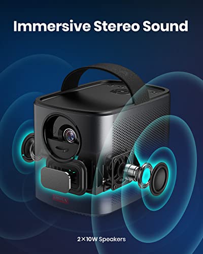 Outdoor Projector, Anker Nebula Mars II Pro 500 ANSI Lumen Portable Projector, Native 720P, 40-100 Inch Image TV Projector, Movie Projector with WiFi and Bluetooth, 3Hr Video Playtime, Watch Anywhere