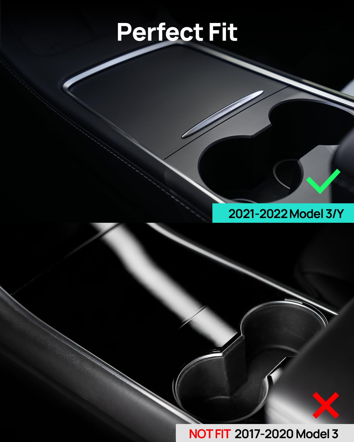 HALOBLK Center Console Organizer Tray, Two-Tier Removable Design Compatible with Tesla Model 3 (2021-2023) Model Y (2021-2024) [Not Compatible with 2024-2025 Model 3 Refresh & 2025 New Model Y]