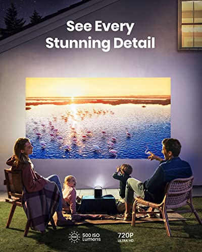 Outdoor Projector, Anker Nebula Mars II Pro 500 ANSI Lumen Portable Projector, Native 720P, 40-100 Inch Image TV Projector, Movie Projector with WiFi and Bluetooth, 3Hr Video Playtime, Watch Anywhere