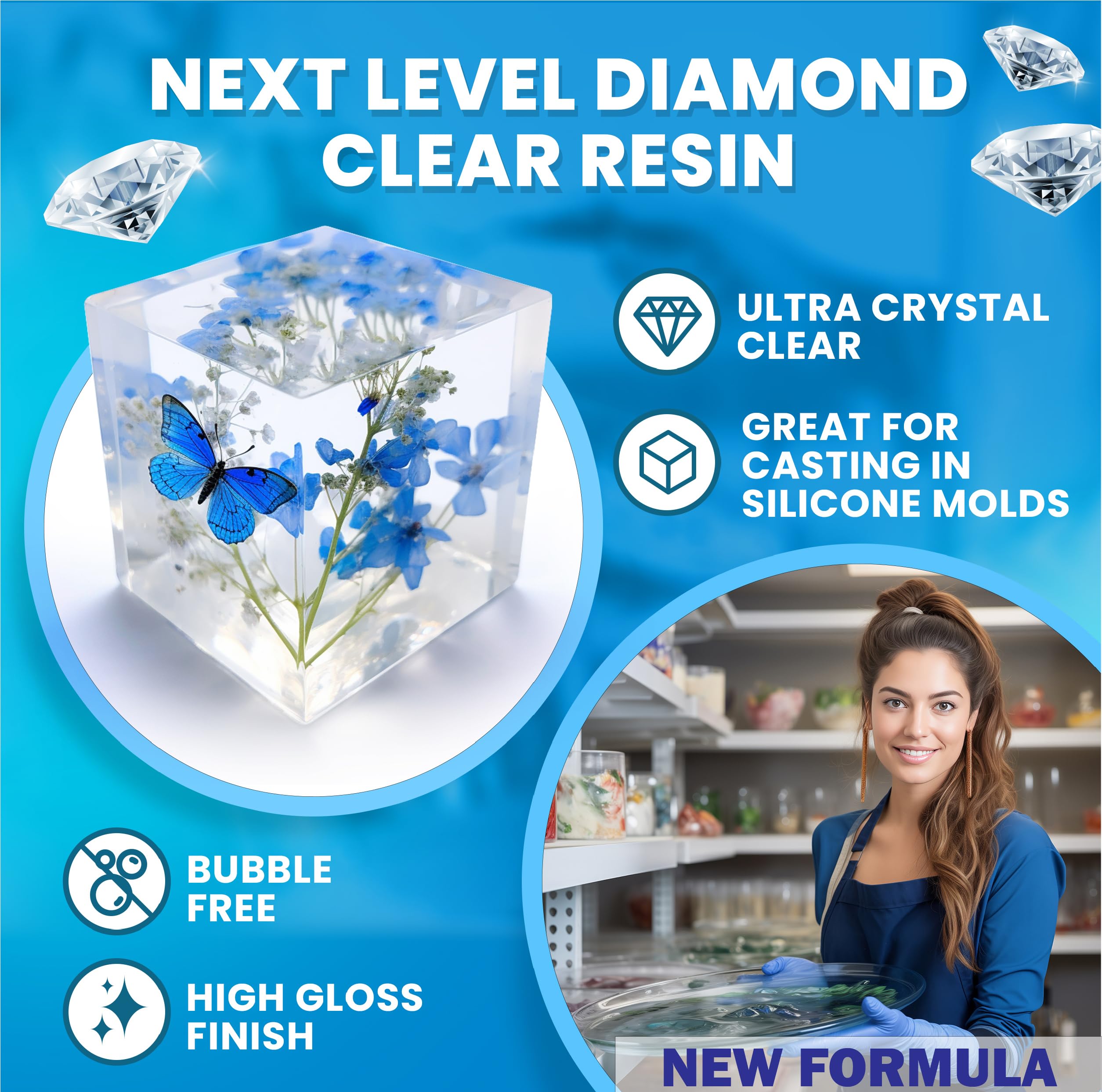 Epoxy Resin Art Resin Crystal Clear Formula- The Artist's Resin for Coating, Casting, Resin Art, Geodes, Tabletop, Bar Top, Live Edge Tables, River Tables- Non-Toxic -1 Gallon Kit