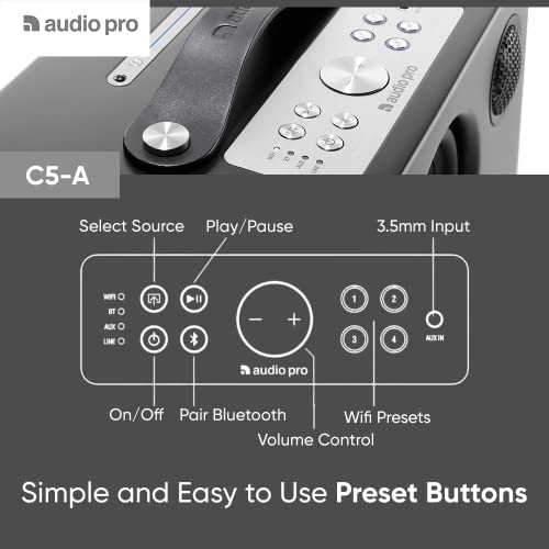 Audio Pro Addon C5A Smart Speaker | Alexa Built-in, Smart Home Speaker | Multiroom, High Fidelity, Compact, Wireless Bluetooth Speaker | Also Good for Outdoor, Home, Camping, Travel, Beach | White