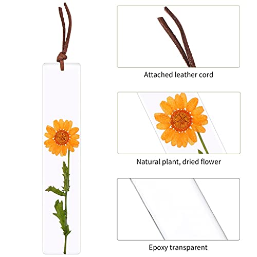 LDCHNH Dried Flower Bookmark Leaf Vein Resin Flower Specimen Bookmark Natural Flower Reading Mark Book Markers School Supplies (Color : E)
