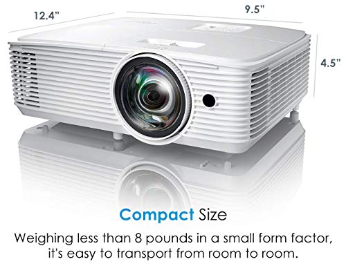 Optoma EH412ST Short Throw 1080P HDR Professional Projector | Super Bright 4000 Lumens | Business Presentations, Classrooms, or Meeting Rooms | 15,000 hour lamp life | Speaker Built In (Renewed)