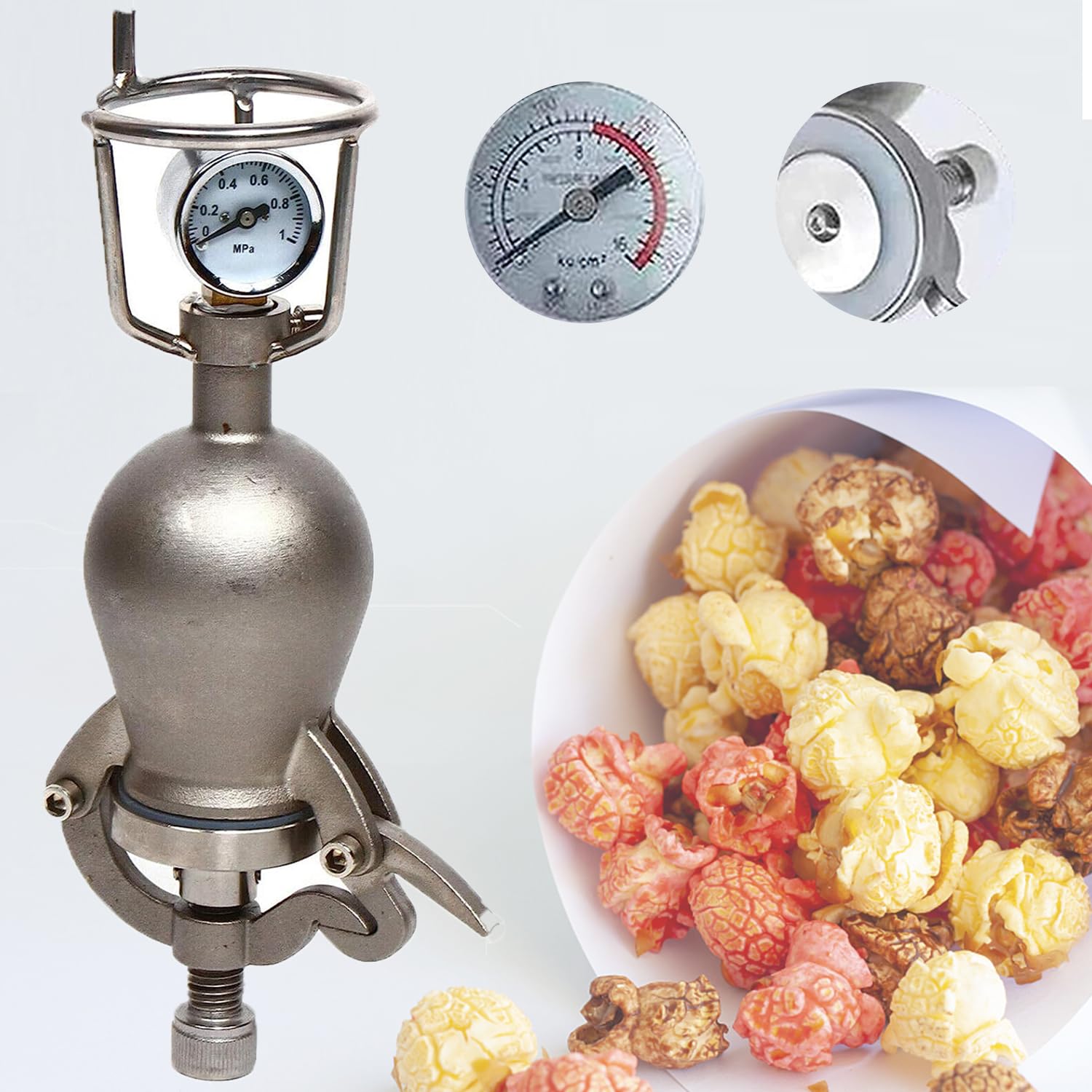 ZZYYZZ Traditional Popcorn Maker, High Pressure Making Stainless Steel Popcorn Popper Healthy Oil for Christmas Halloween Home Decor,100ml