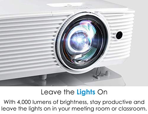 Optoma EH412ST Short Throw 1080P HDR Professional Projector | Super Bright 4000 Lumens | Business Presentations, Classrooms, or Meeting Rooms | 15,000 hour lamp life | Speaker Built In (Renewed)