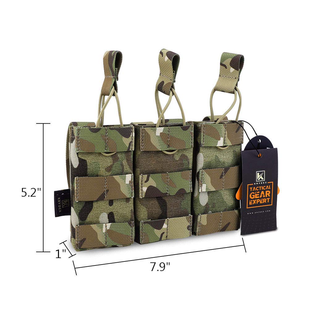 KRYDEX Tactical MOLLE Triple Open-Top 5.56mm Mag Pouch with MOLLE Strap for M4 M16 .223 Magazines(MC)…