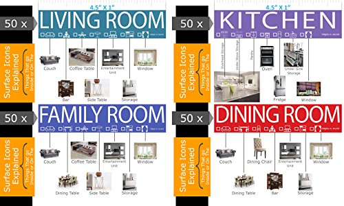 600 Home Moving Labels for 3 Bedroom House. 50 labels per room, 12 Color Coded Label Rolls. FRAGILE label included. For Moving boxes, Moving Supplies, Wardrobe Boxes, Apartment sticker