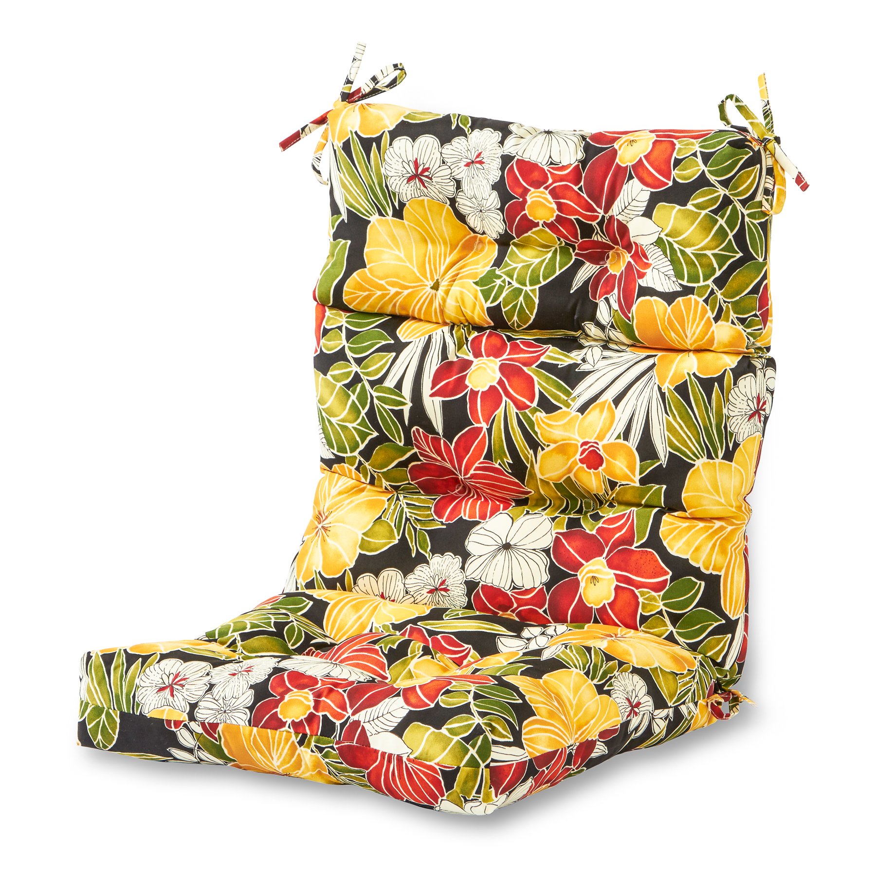 Greendale Home Fashions Indoor/Outdoor High Back Chair Cushion, Aloha Black