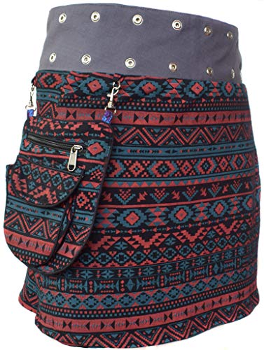 Gheri Floral Short Popper Removable Pocket Reversible Cotton Skirt B