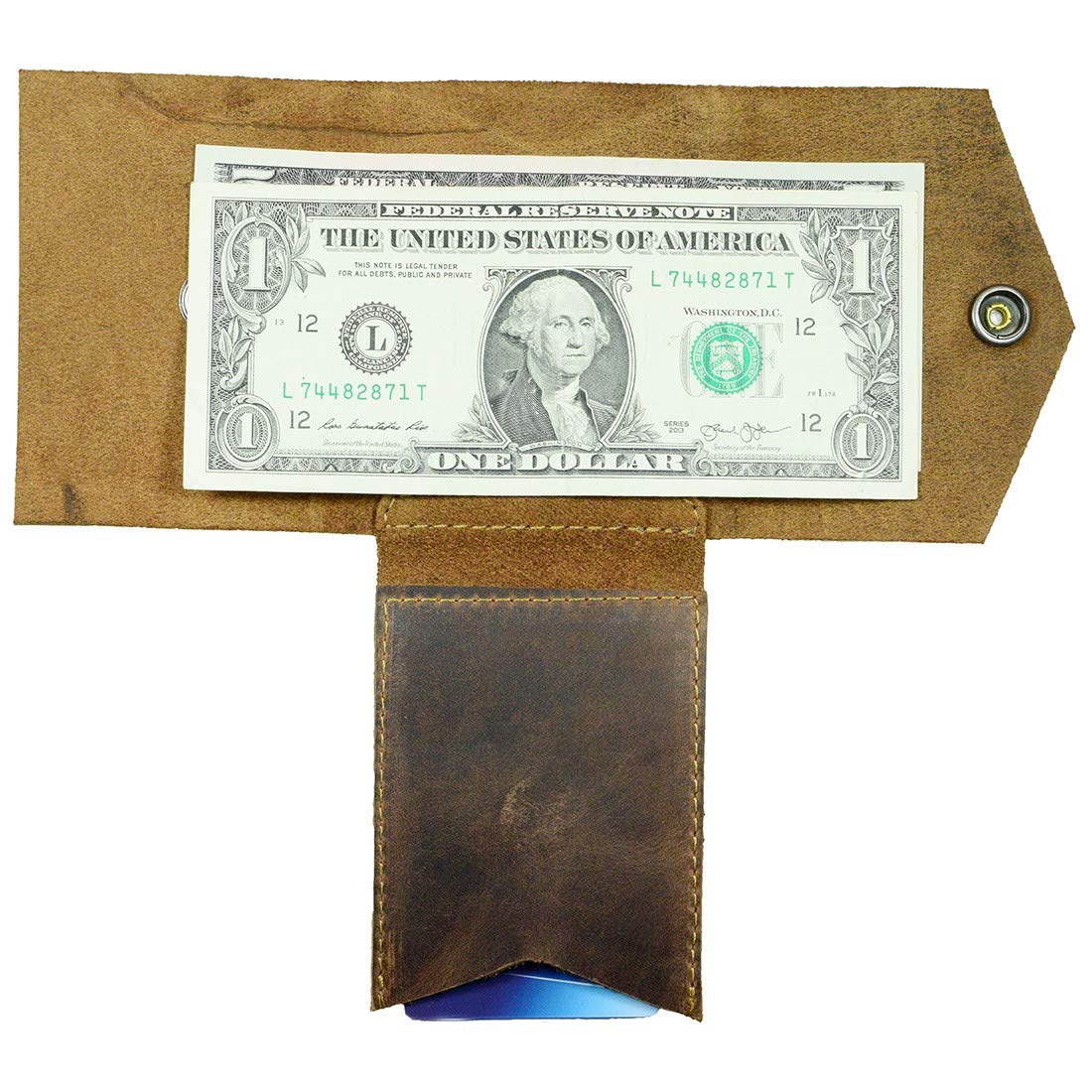Hide & Drink, Leather T-Shape Wallet, Holds Up to 4 Cards Plus Flat Bills, Cash Organizer, Everyday Accessories, Handmade Includes 101 Year Warranty :: Bourbon Brown