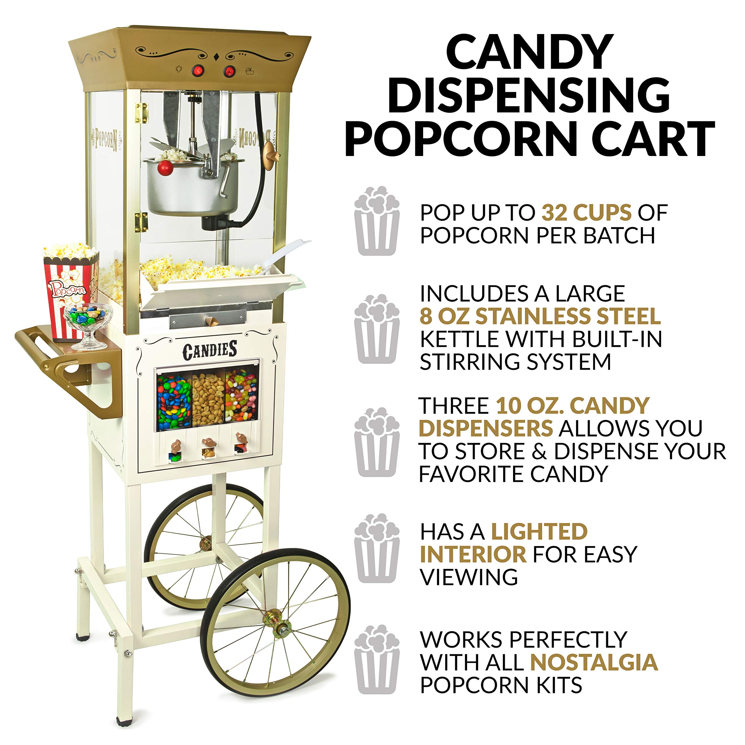 Nostalgia Popcorn Maker Machine - Ivory & KPP424 Best Tasting Premium 4-Ounce Popcorn, Oil & Seasoning Salt All-In-One Packs - 4 Ounce (Pack of 24)