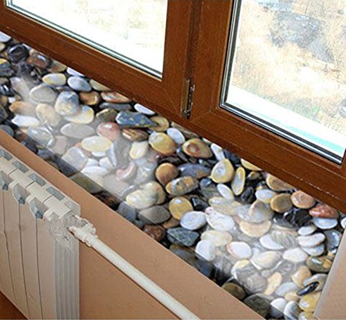 REDODECO 3D Cobblestone Self Adhesive Gloss Vinyl Wrap Film Kitchen Countertop Peel Stick Wallpaper Decal 15.8inx79in