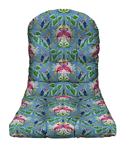 RSH DECOR: Tufted Adirondack/Rocking Chair Cushion | 42.5” x 21” | All-Weather Spun Fabric | Water and Fade-Resistant | Outdoor Cushion for Patio Furniture | Flamingo Flirt