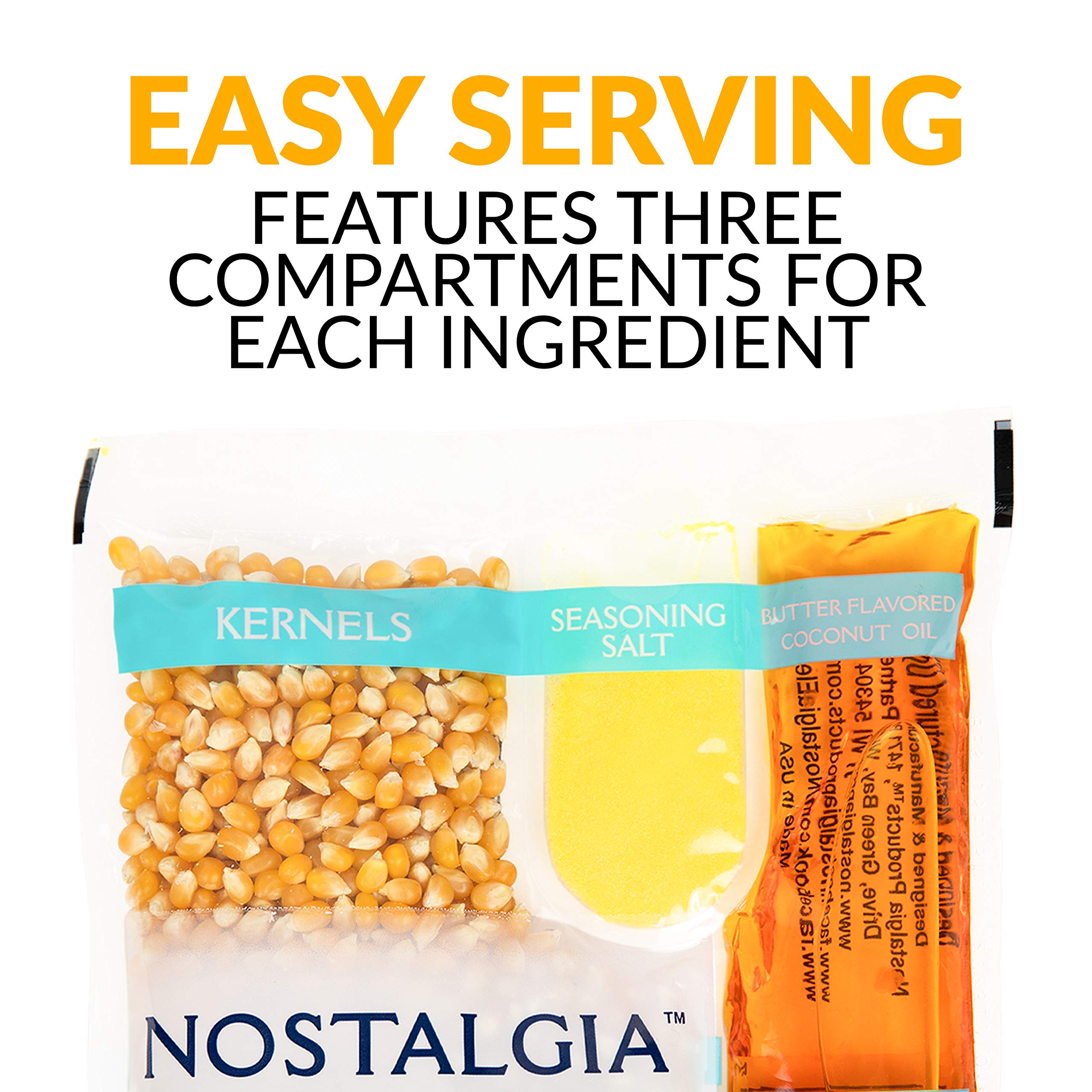 Nostalgia Popcorn Maker Machine - Ivory & KPP424 Best Tasting Premium 4-Ounce Popcorn, Oil & Seasoning Salt All-In-One Packs - 4 Ounce (Pack of 24)