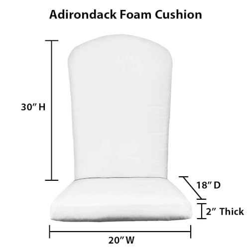RSH Décor Outdoor Single Tempotest Foam Adirondack Chair Cushion Weather Resistant, (Classic Charcoal Grey)