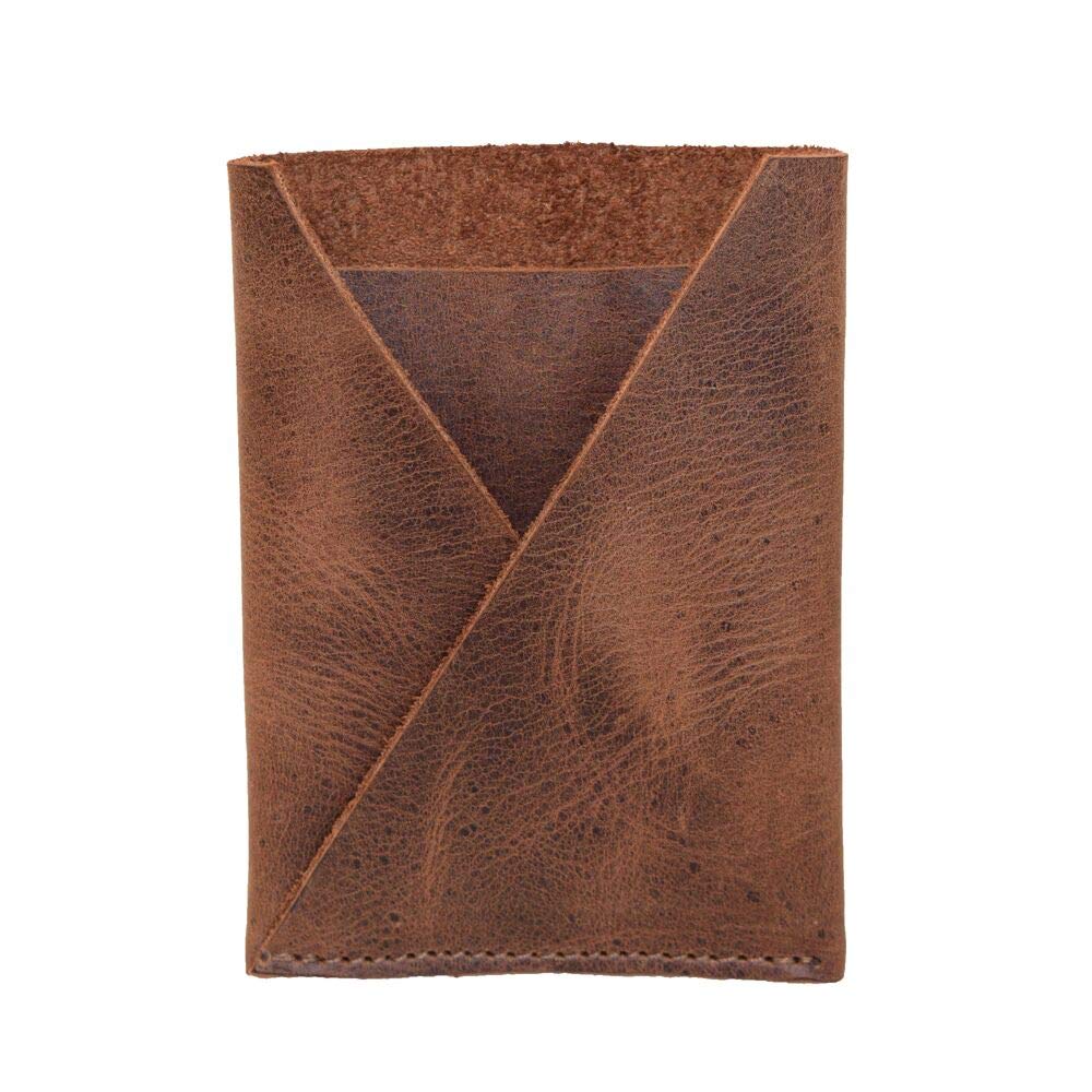 Hide & Drink, Leather Front Pocket Card Holder, Holds Up to 4 Cards Plus Folded Bills/Wallet/Pouch/Case/Organizer, Handmade Includes 101 Year Warranty :: Bourbon Brown