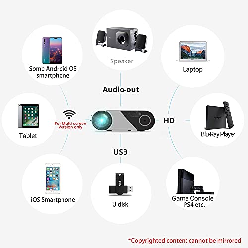 FZZDP K9 Full 1080P LED Portable Movie Game Home Theater Mini Projector Beamer (Option Multi-Screen for Smartphone) ( Color : K9 Multi Screen )