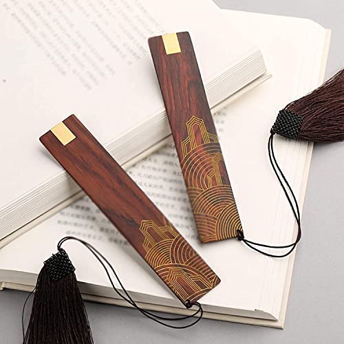 YHDCL Bookmarks Reading Page Markers Tassel, Wood Bookmark Inlaid Copper Bookmarks Handmade Natural Bookmarks with Tassel - Creative Gift for to Send Elders Antique Bookmark Set Page Markers