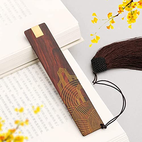 YHDCL Bookmarks Reading Page Markers Tassel, Wood Bookmark Inlaid Copper Bookmarks Handmade Natural Bookmarks with Tassel - Creative Gift for to Send Elders Antique Bookmark Set Page Markers