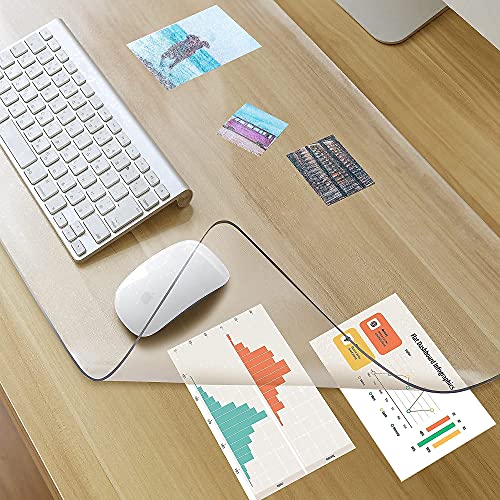 Awnour Clear Desk Pad Blotter - 32 x 16 inches - Non Slip Writing Mat for Office and Home - Round Edges - Textured/Forestedā¦