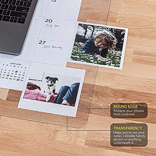 Awnour Clear Desk Pad Blotter - 32 x 16 inches - Non Slip Writing Mat for Office and Home - Round Edges - Textured/Forestedā¦