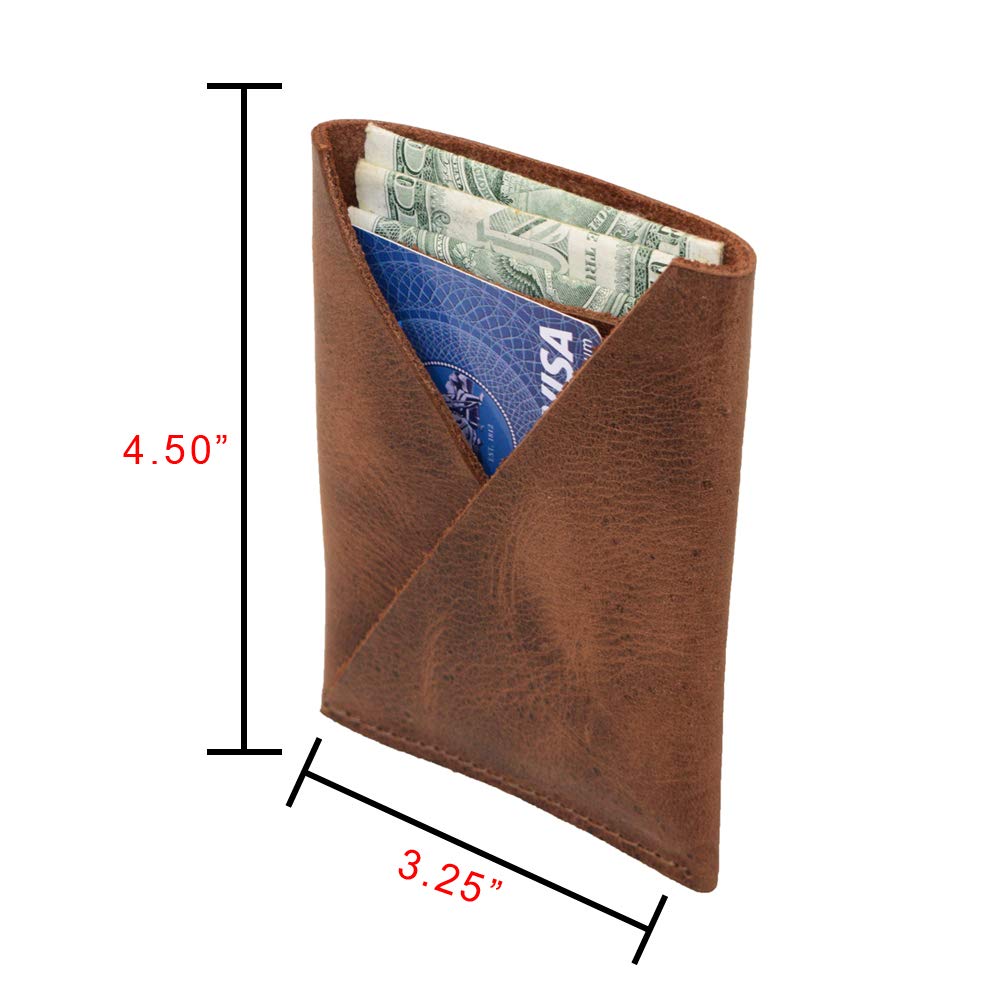 Hide & Drink, Leather Front Pocket Card Holder, Holds Up to 4 Cards Plus Folded Bills/Wallet/Pouch/Case/Organizer, Handmade Includes 101 Year Warranty :: Bourbon Brown