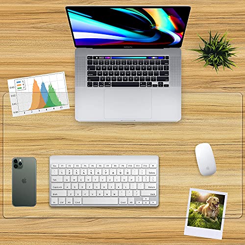 Awnour Clear Desk Pad Blotter - 32 x 16 inches - Non Slip Writing Mat for Office and Home - Round Edges - Textured/Forestedā¦
