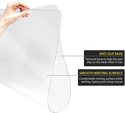 Awnour Clear Desk Pad Blotter - 32 x 16 inches - Non Slip Writing Mat for Office and Home - Round Edges - Textured/Forestedā¦