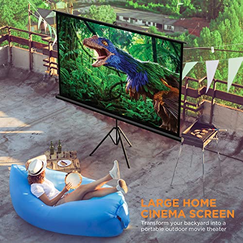 Projector Screen and Stand, 16:9 4K HD Projector Screen Outdoor 100 inch Portable Projector Screen with Stand, Easy Setup, Wrinkle-Free , Outdoor Projector Screen for Backyard, Camping, Living Room