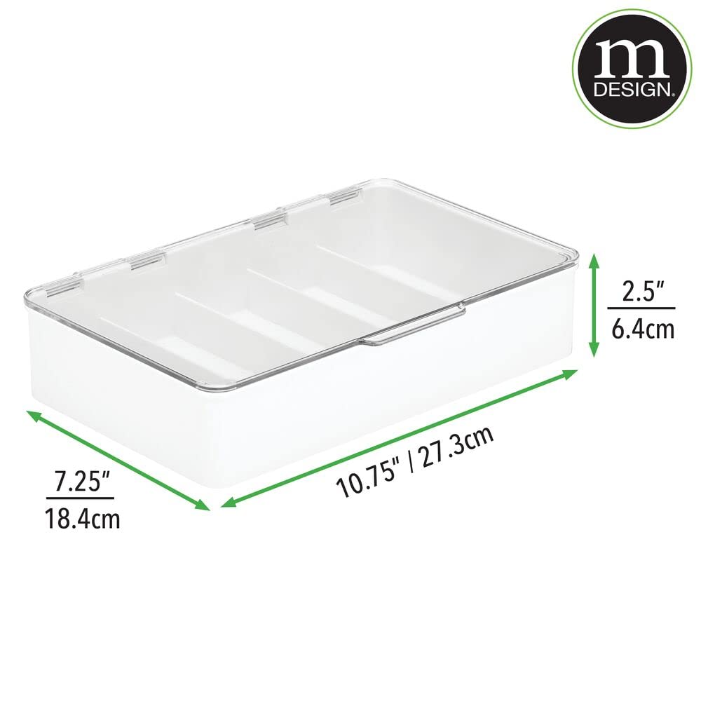 mDesign Plastic Stackable Eyeglass Case Storage Organizer with Hinged Lid for Unisex Sunglasses, Reading Glasses, Fashion Eye Wear, Protective Glasses, 5 Sections, Ligne Collection - 2 Pack - Clear