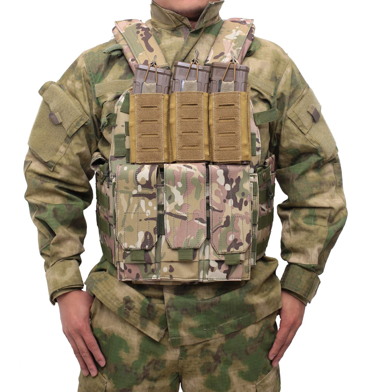Tripple Mag Pouch Molle Open-Top Tripple Magazine Pouch for M4/M16/AR/AK Rifle Magazines (Army Green)