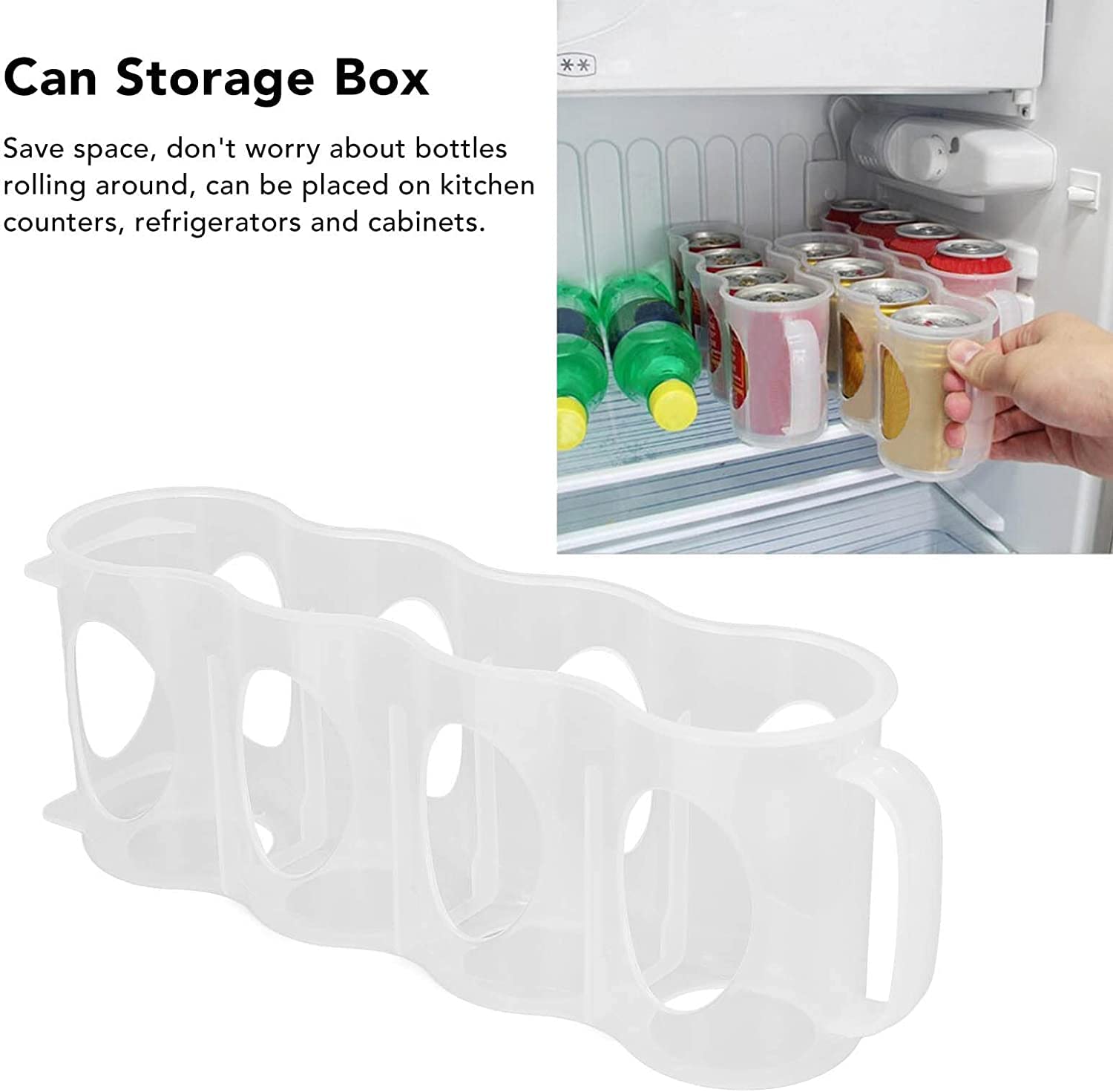 MOXAS Soda Can Organizer for Refrigerator Shelf, Drink Organizer for Fridge,Soda Can Beverage Holder,Fridge Storage Sliding Rack 2-Pack