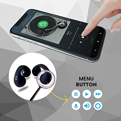 Bean Buds Bluetooth Earphones Wireless Earbuds, Open Ear Design (Black)