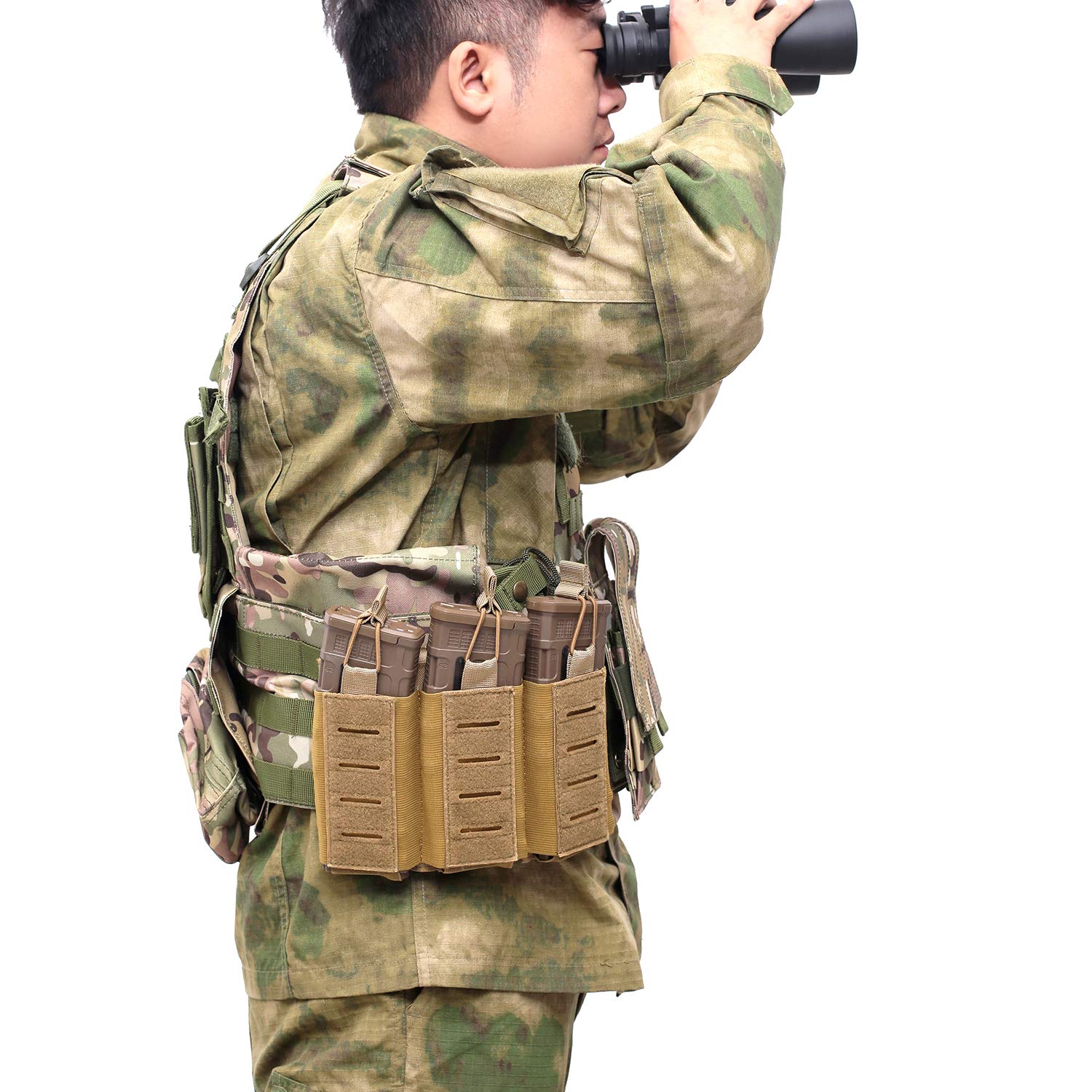 Tripple Mag Pouch Molle Open-Top Tripple Magazine Pouch for M4/M16/AR/AK Rifle Magazines (Army Green)