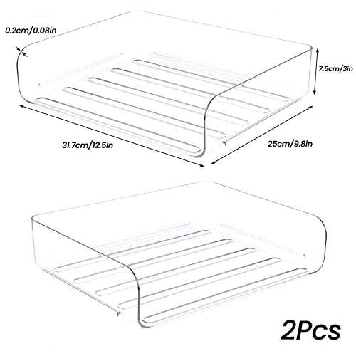Tomorotec Desk Letter Tray Set, A4 Size Clear PET Stackable Document Organizer Office Desktop File Paper Holder Book Storage Rack Side Load Anti-Skid Stacking Support Convex Bottom (2X Landscape)