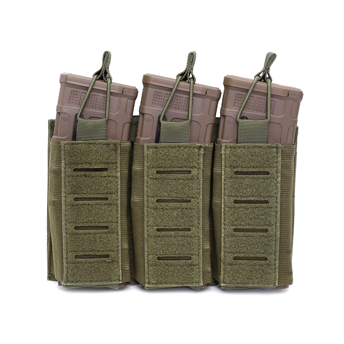Tripple Mag Pouch Molle Open-Top Tripple Magazine Pouch for M4/M16/AR/AK Rifle Magazines (Army Green)