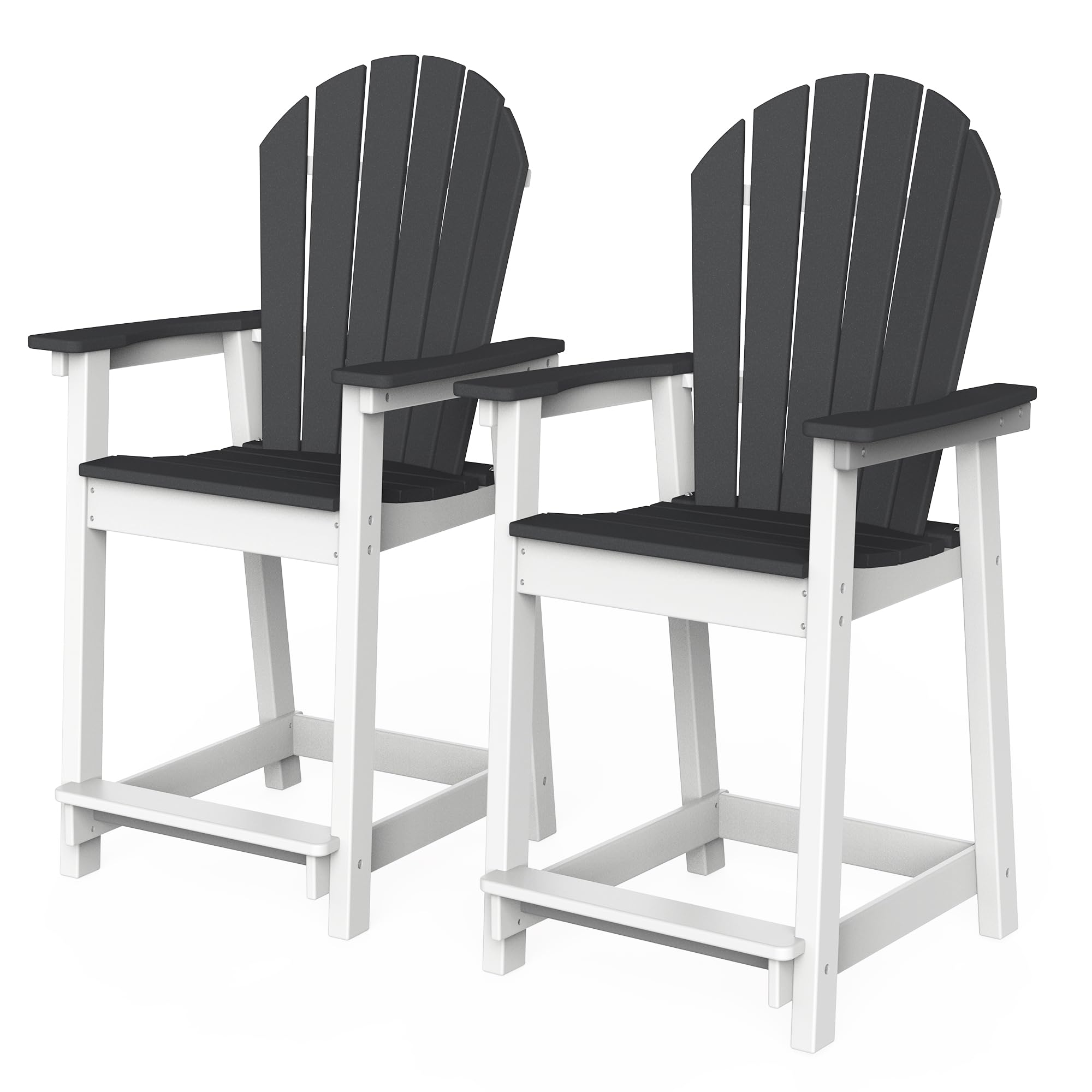 OTSUN Outdoor Tall Adirondack Chairs Set of 2, Patio Bar Stool Chair with High Back, 400lbs, Widened Arms, All-Weather Balcony Chair for Backyard, Garden, Yard - Light Grey