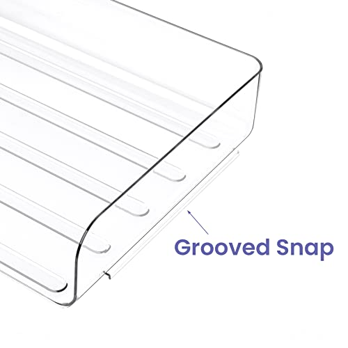 Tomorotec Desk Letter Tray Set, A4 Size Clear PET Stackable Document Organizer Office Desktop File Paper Holder Book Storage Rack Side Load Anti-Skid Stacking Support Convex Bottom (2X Landscape)