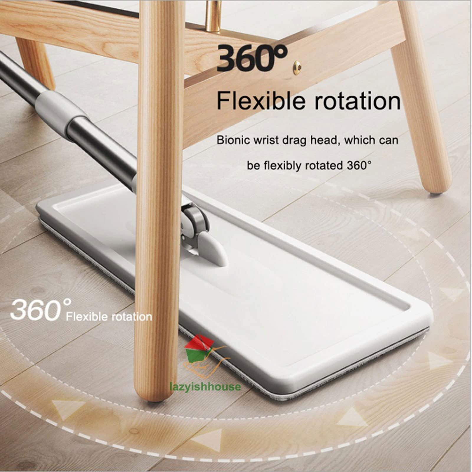 VATTEA Mop Bucket Mop Magic Floor Squeeze Squeeze mop with Bucket Flat Bucket Rotating mop for wash Floor House Home Cleaning Cleaner Easy