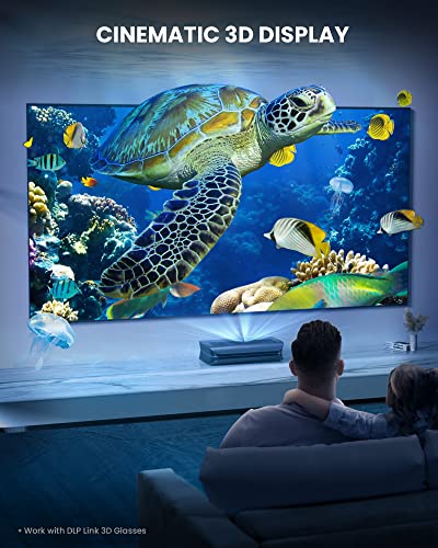AWOL VISION LTV-3500 80β-150" 4K 3D Laser TV, 3500 ANSI Lumen Ultra Short Throw Triple Laser Projector Without Color Wheel, HDR10+ Dolby Atmos Home Theatre UST Projector(Fire TV Stick 4K Max included)