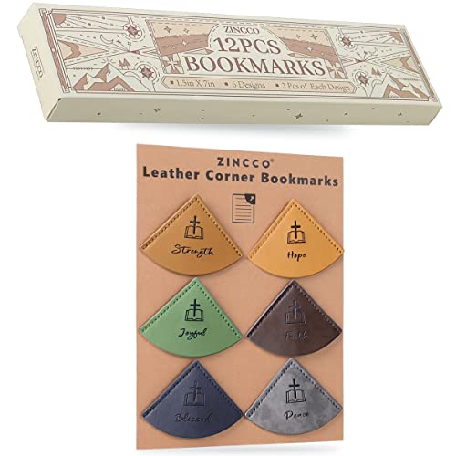 12 Pcs Bible Verses Bookmarks with Cross Pendants, Bookmark for Bible & 6 Pcs Leather Bookmarks, Page Corner Bookmarks.