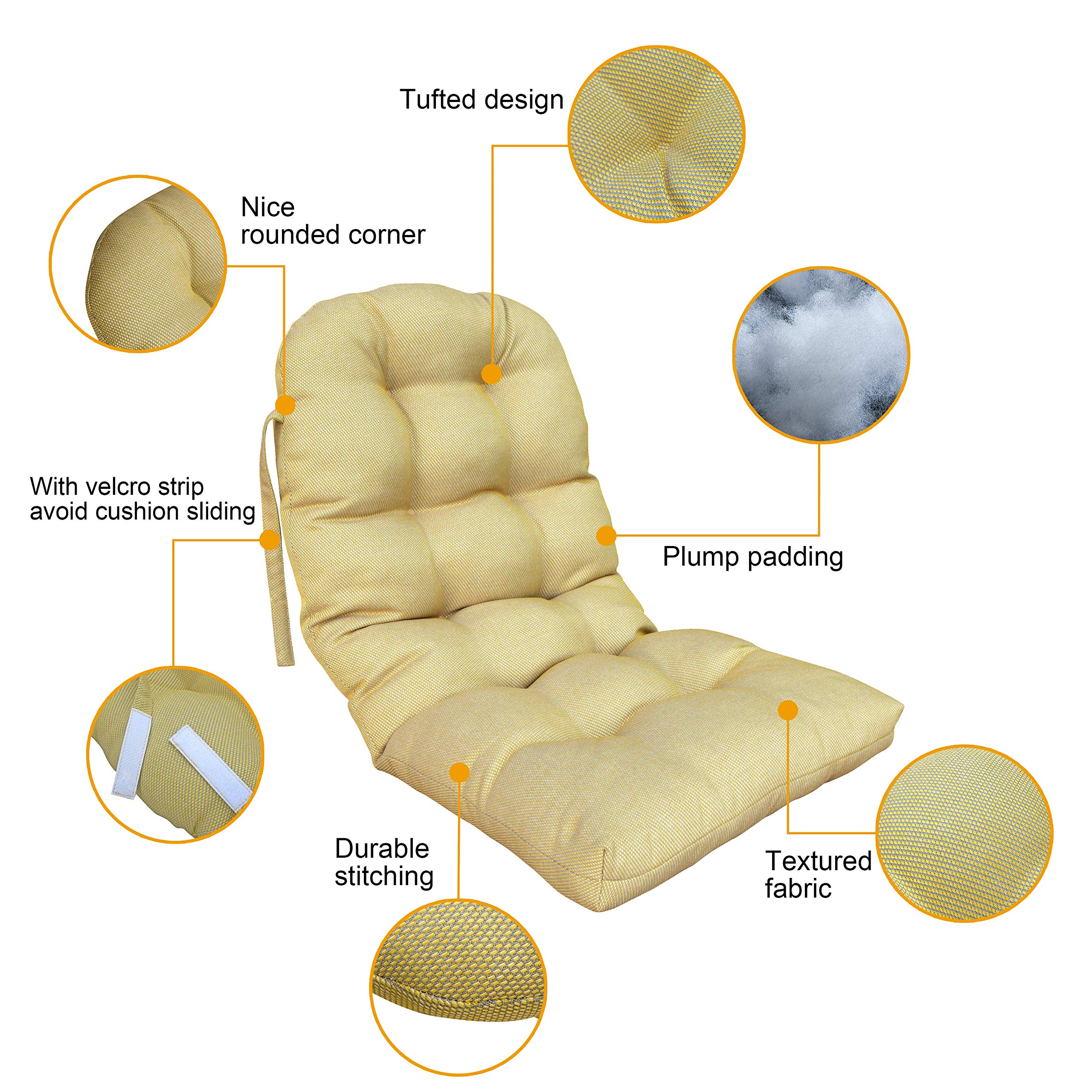 BOSSIMA Outdoor Patio Adirondack Chair Cushions Tufted Round Corner Taupe