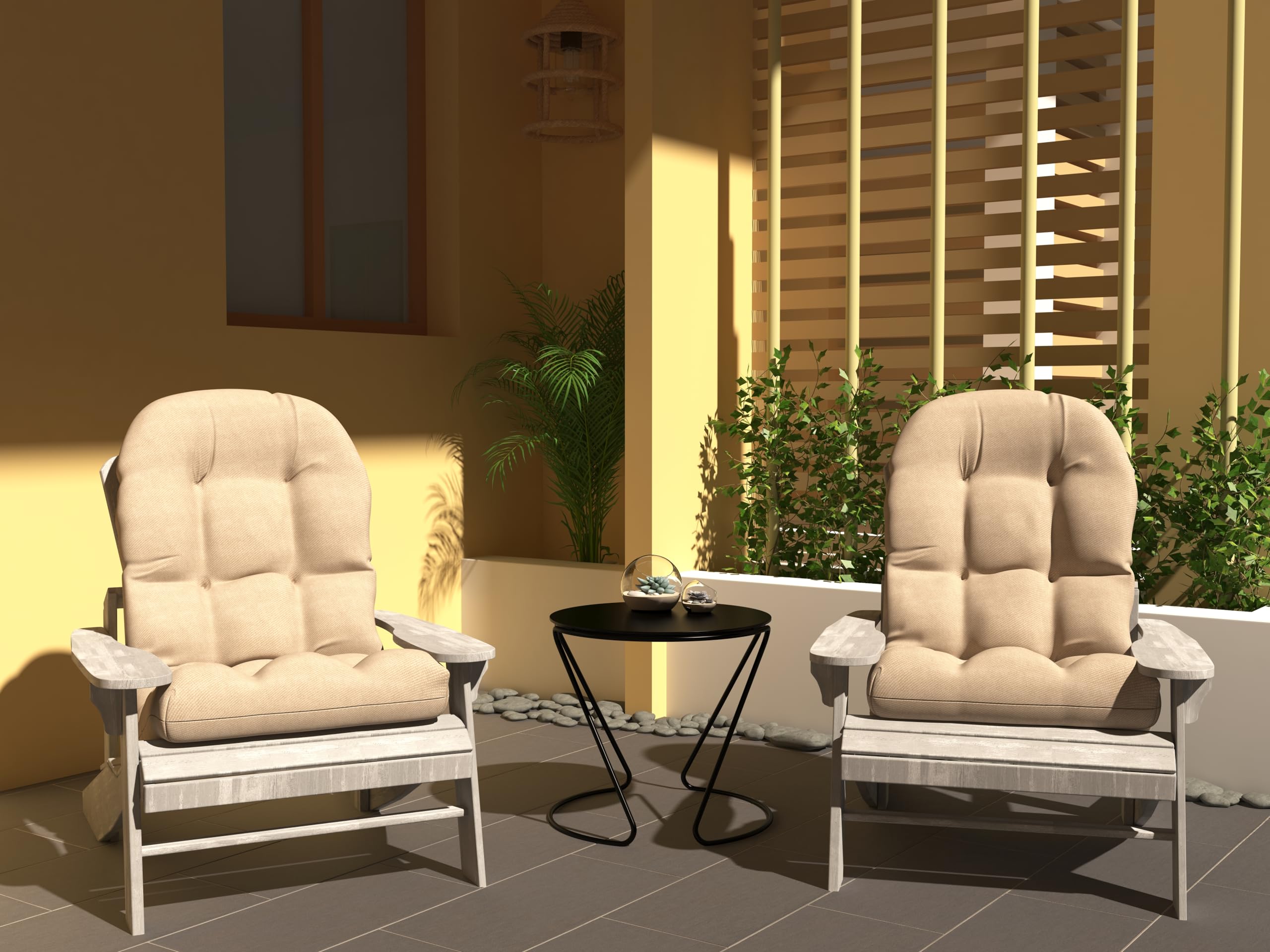BOSSIMA Outdoor Patio Adirondack Chair Cushions Tufted Round Corner Taupe
