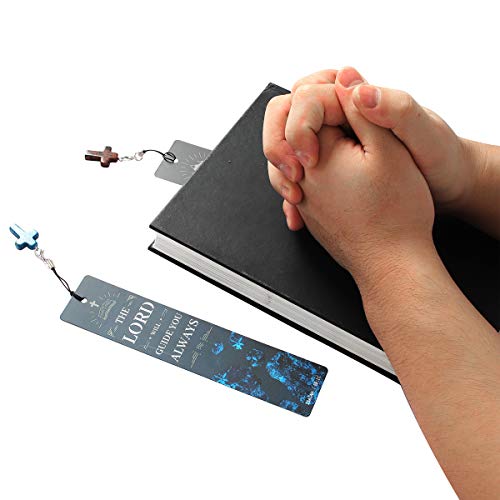 12 Pcs Bible Verses Bookmarks with Cross Pendants, Bookmark for Bible & 6 Pcs Leather Bookmarks, Page Corner Bookmarks.