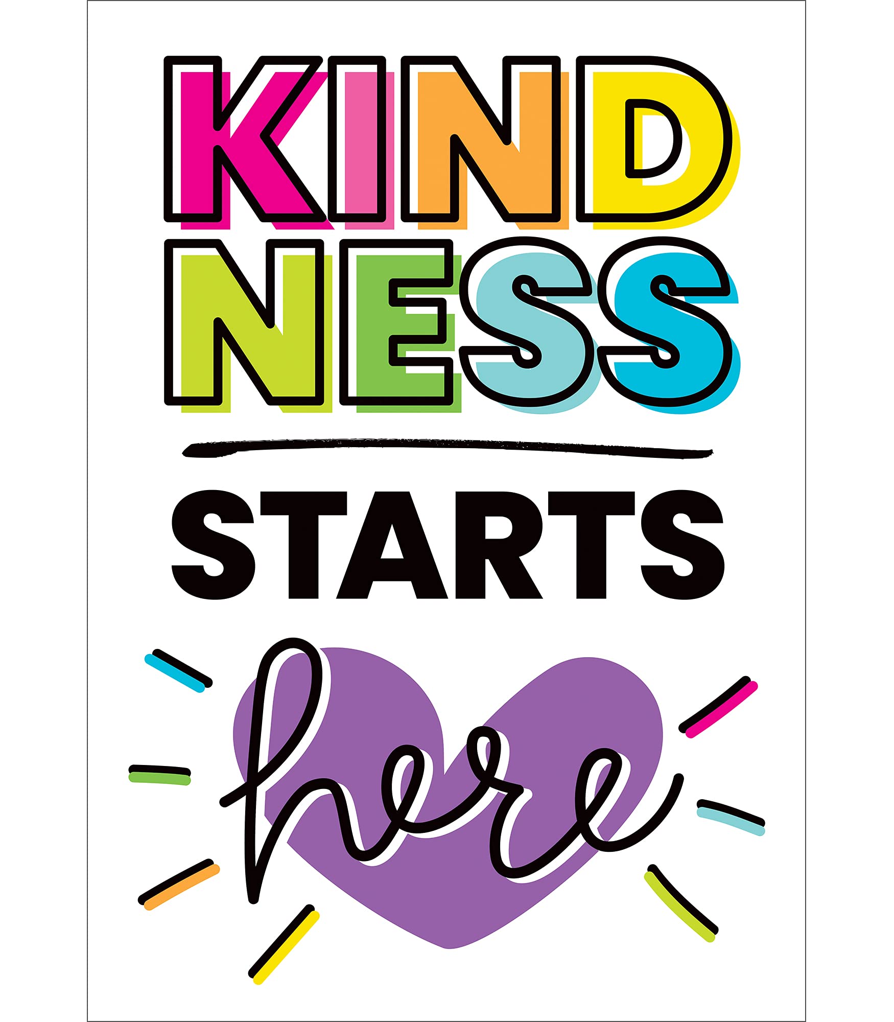 Carson Dellosa Kind Vibes Kindness Starts Here Poster—Inspirational Wall Art, Educational Poster for Bulletin Board, Office, Homeschool, Classroom Decor (13.37" x 19")