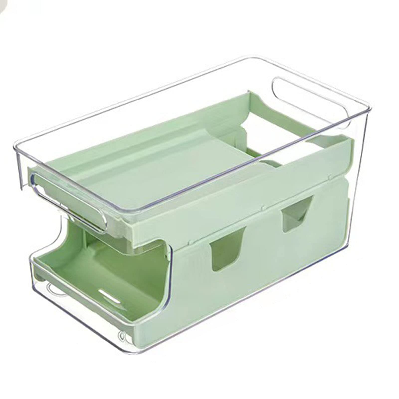 RUYICZB Soda Can Organizer for Refrigerator, 2-Layers Automatic Rolling Beverage Drink Can Storage Organizer, Beer Pop Can Organizer Dispenser Holder,Green