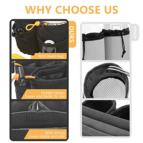 Luggage Travel Cup Holder Free Hand Drink Caddy Double Mesh Bag Design (Black)