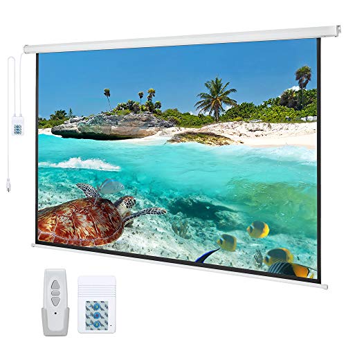 120" Motorized Projector Screen Electric Diagonal Automatic Projection 4:3 HD Movies Screen for Home Theater Presentation Education Outdoor Indoor W/Remote Control and Wall/Ceiling Mount (White)