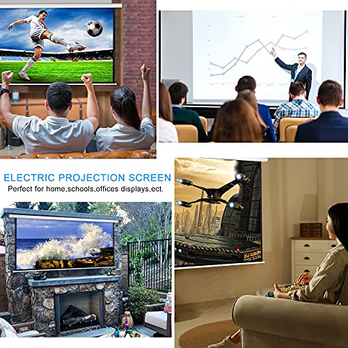 120" Motorized Projector Screen Electric Diagonal Automatic Projection 4:3 HD Movies Screen for Home Theater Presentation Education Outdoor Indoor W/Remote Control and Wall/Ceiling Mount (White)